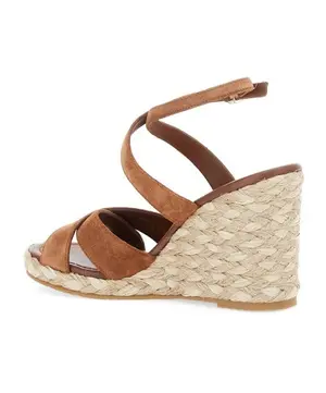 STUART WEITZMAN Round Toe Wedge Sandals - Nude