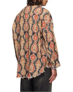R13 Shredded Seam Patterned Shirt