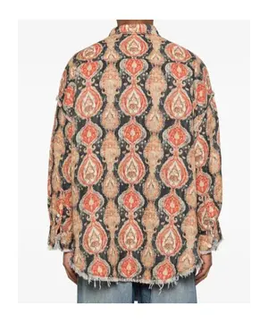 R13 Shredded Seam Patterned Shirt