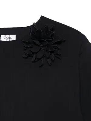 IL GUFO Short Sleeve T-shirt Dress With Floral Embellishment