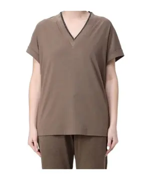 Brunello Cucinelli Embellished V-neck T-shirt