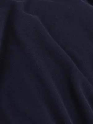 Brunello Cucinelli Half-zip Ribbed Knit Polo Shirt - Navy Blue