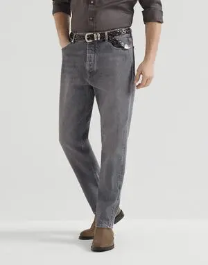 Brunello Cucinelli Greyscale Denim Iconic Fit Trousers - Medium Gray