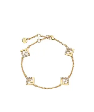 Fendi Crystal Logo Chain Bracelet - Golden