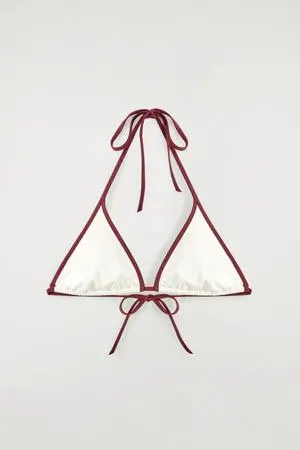 Cos Triangle Bikini Top With Contrast Binding - White
