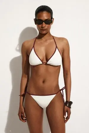 Cos Triangle Bikini Top With Contrast Binding - White