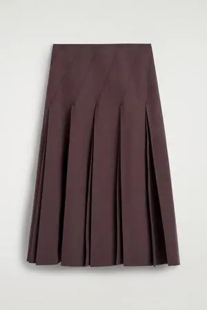 Cos Pleated Cotton-linen Midi Skirt - Red