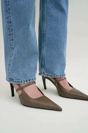 TOTEME Embossed Pointed Toe Slingbacks