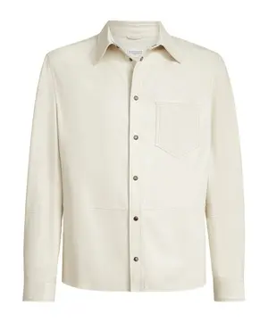 Brunello Cucinelli Chest-pocket Long-sleeve Leather Shirt