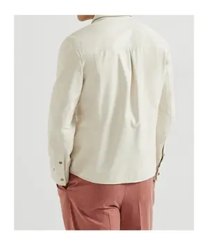 Brunello Cucinelli Chest-pocket Long-sleeve Leather Shirt
