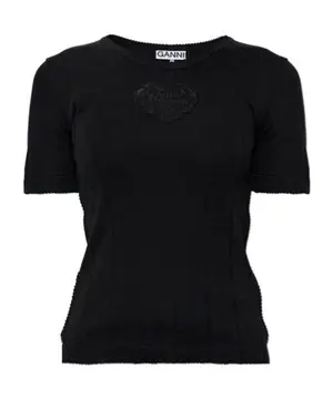 GANNI Heart Patch T-shirt - Black