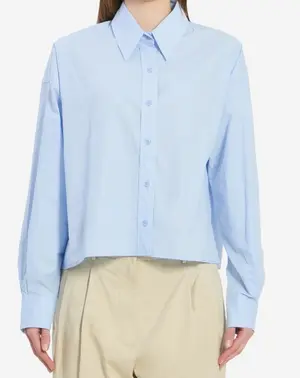 THE FRANKIE SHOP Arlen Cotton Boxy Shirt - Lightblue