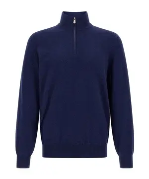 Brunello Cucinelli Funnel-neck Knitted Polo Shirt