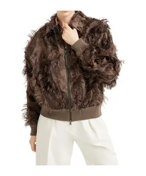 Brunello Cucinelli Zip-up Bomber Jacket With Ribbed Hem - No