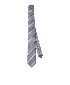 Brunello Cucinelli Striped Silk Tie - Gray