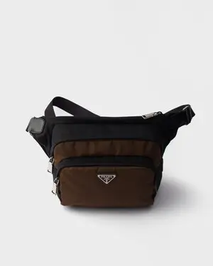 Prada Prada Re-Nylon And Saffiano Leather Shoulder Bag Black/burnt