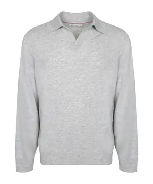 Brunello Cucinelli Polo Neck Knitted Jumper - White