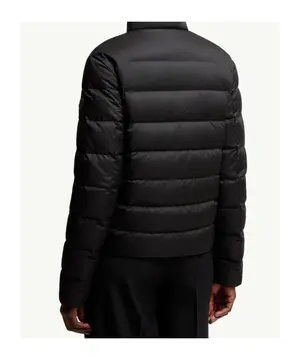 Moncler Bissettes Short Down Jacket With Stand Collar And Leather Logo