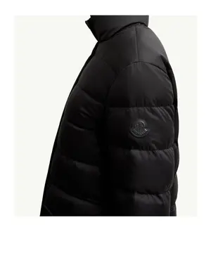 Moncler Bissettes Short Down Jacket With Stand Collar And Leather Logo