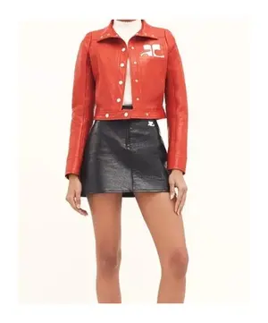 COURREGES Courrèges Vinyl Cropped Jacket - Red