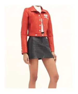 COURREGES Courrèges Vinyl Cropped Jacket - Red