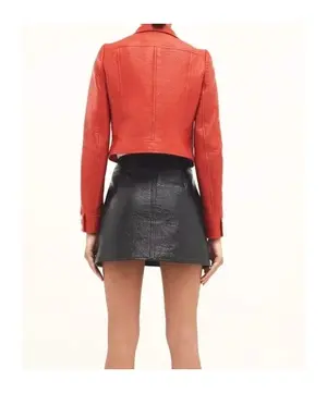 COURREGES Courrèges Vinyl Cropped Jacket - Red