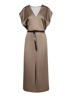 Brunello Cucinelli V-neck Belted Dress - No
