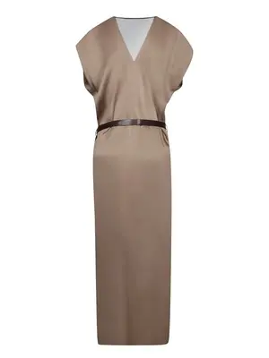 Brunello Cucinelli V-neck Belted Dress