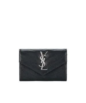 Saint Laurent Logo Plaque Envelope Wallet - Black