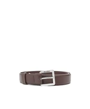 Attico Leather Belt With Silver Buckle - Dark Brown