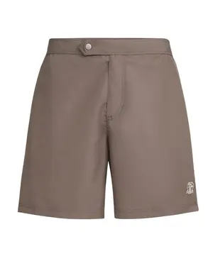 Brunello Cucinelli Tabbed Waistband Piping Swim Shorts - Hazelnut