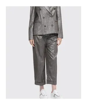 Brunello Cucinelli Pleated Metallic Trousers