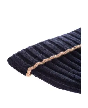 Brunello Cucinelli Ribbed Beanie With Logo Detail - Black