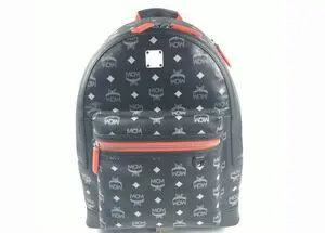 Mcm Visetos Medium Backpack - Black/orange