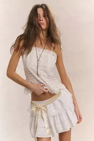 LoveShackFancy Charlieann Cotton Cami Top With Pintucks And Lace