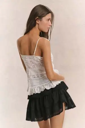 LoveShackFancy Charlieann Cotton Cami Top With Pintucks And Lace