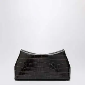 TOTEME T-lock Clutch In Crocodile-embossed Leather - Brown