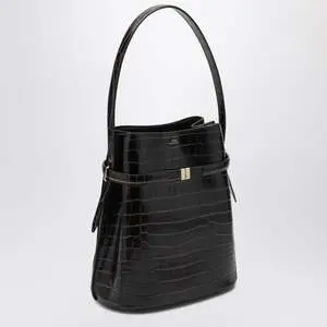 TOTEME Crocodile-embossed Leather Bucket Bag - Brown