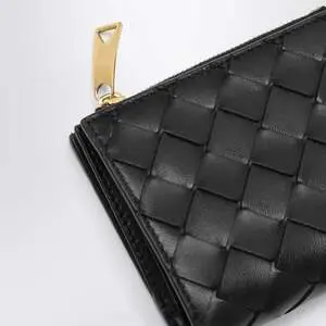 Bottega Veneta Small Intrecciato Bi-fold Wallet - Black