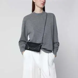 Stella McCartney Falabella Crossbody Wallet In Shaggy Deer Eco-leather - Black