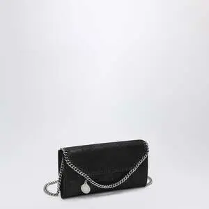 Stella McCartney Falabella Crossbody Wallet In Shaggy Deer Eco-leather - Black