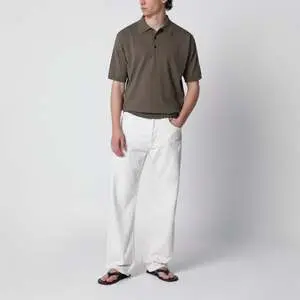 Auralee Olive Short-sleeved Cotton Polo Shirt
