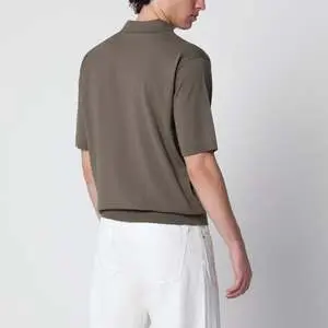 Auralee Olive Short-sleeved Cotton Polo Shirt