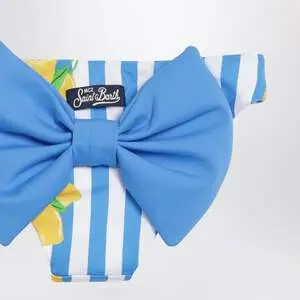 MC2 SAINT BARTH Striped Bikini Briefs With Lemon Print And Bow Detail