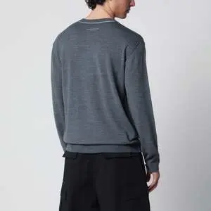 MAISON MARGIELA Mélange Virgin Wool Sweater With Numeric Logo - Grey