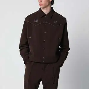 Needles Piping Cowboy Jacket In Stretch Polyester - Brown