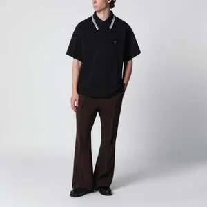 Needles Piqué Polo Shirt With Embroidered Butterfly - Black