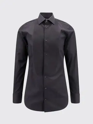 Dolce & Gabbana Slim Fit Cotton Poplin Shirt With Italian Collar - Black