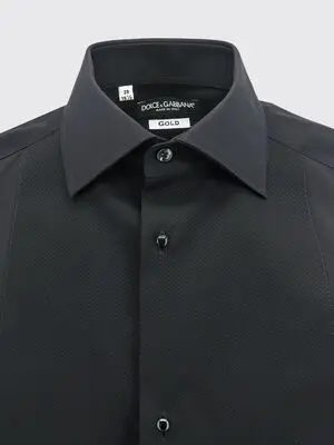Dolce & Gabbana Slim Fit Cotton Poplin Shirt With Italian Collar - Black