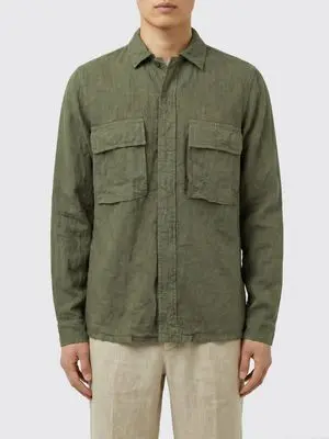 Aspesi Long-sleeved Pure Linen Shirt With Flap Patch Pockets - Green